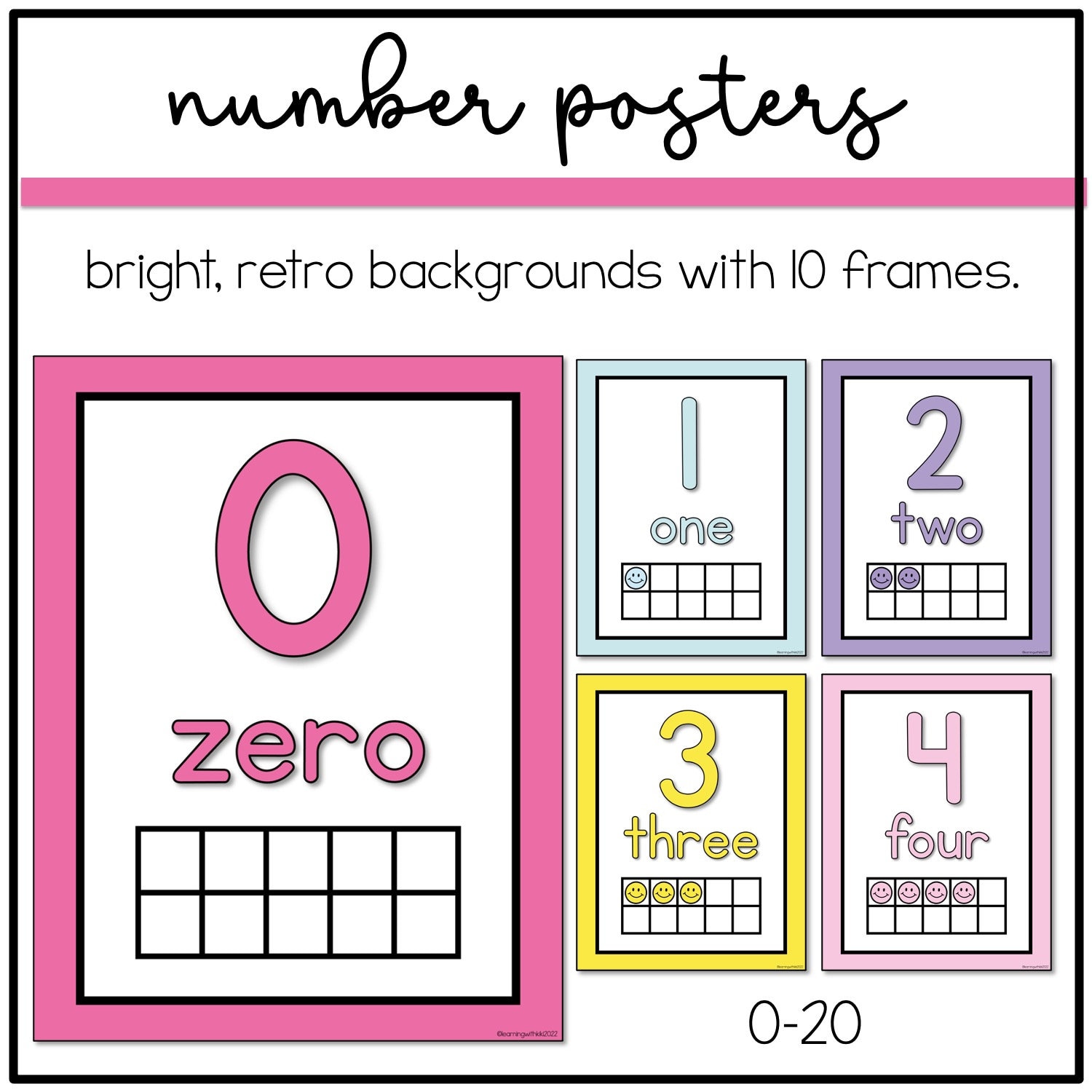 Happy Brights Number Posters, Retro Classroom Decor, Bright Classroom ...