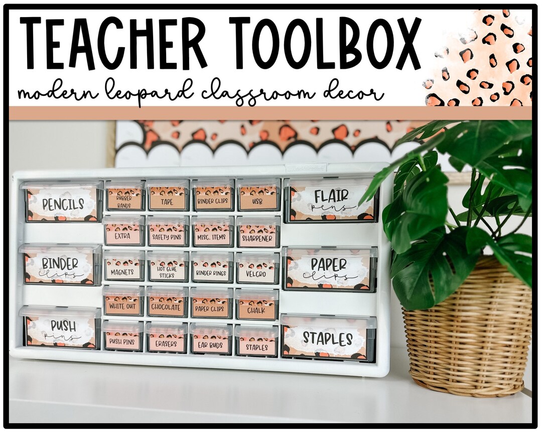Modern Leopard Teacher Toolbox Labels Cheetah Classroom - Etsy