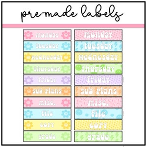 Retro Pastel 10 Drawer Rolling Cart Labels | Teacher Cart - Etsy