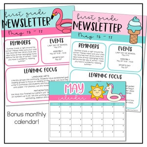 Summer Classroom Newsletter Template | May June - Etsy