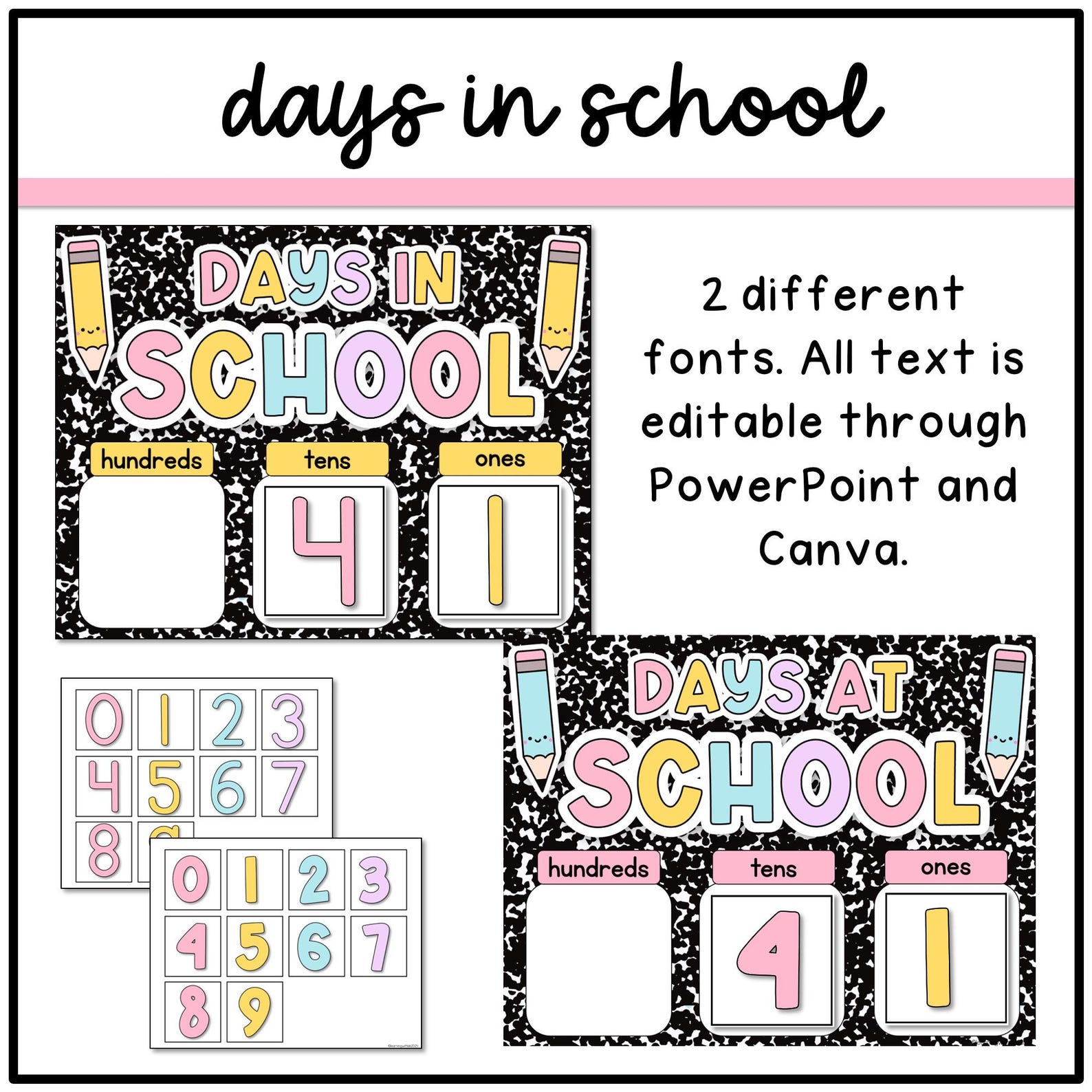 Composition Notebook Pastels Classroom Decor: Days in School Ten Frame ...