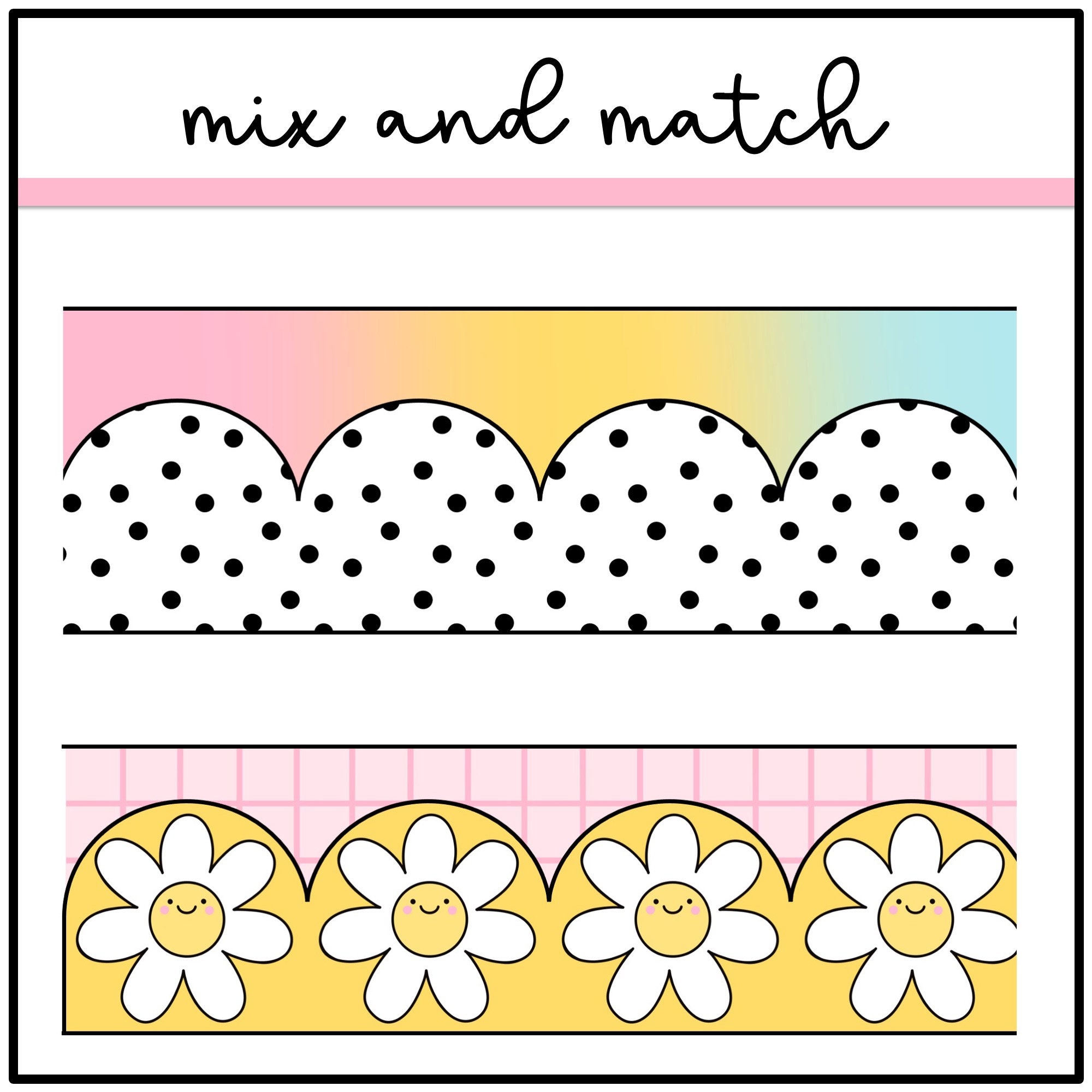 Pastel Bulletin Board Border | Cloud | Daisy | Rainbow | Checker - Etsy