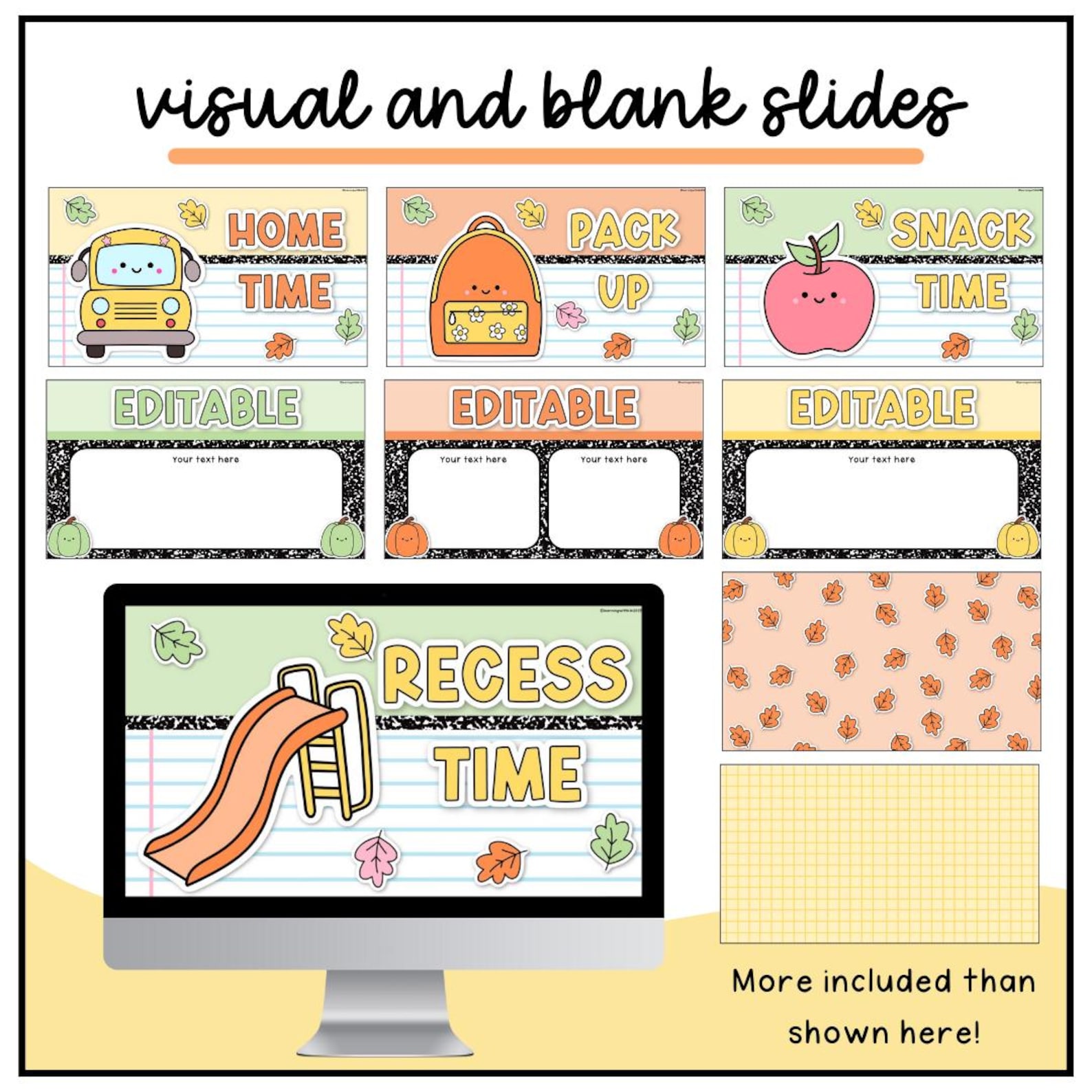Fall Slides With Timers | Composition Notebook Decor | Powerpoint Canva ...