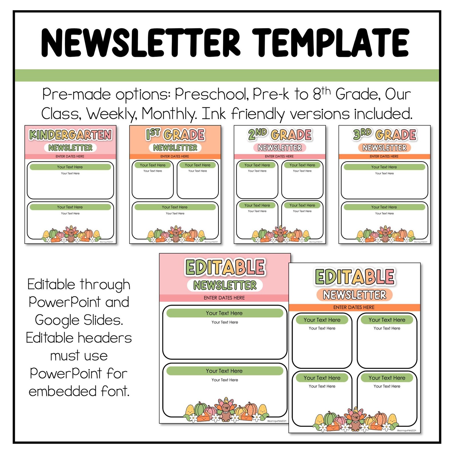 Thanksgiving Classroom Newsletter Template | Pastel | Editable ...