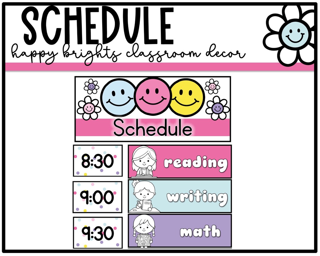 Happy Brights Classroom Decor Classroom Schedule Bright - Etsy