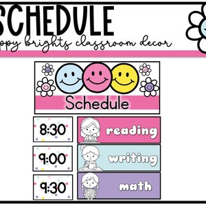 Happy Brights Classroom Decor Classroom Schedule Bright - Etsy
