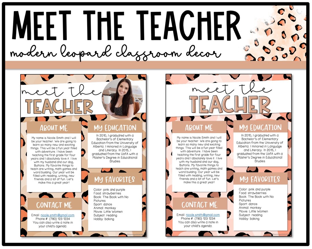 Modern Leopard Meet the Teacher Teacher Introduction Letter - Etsy