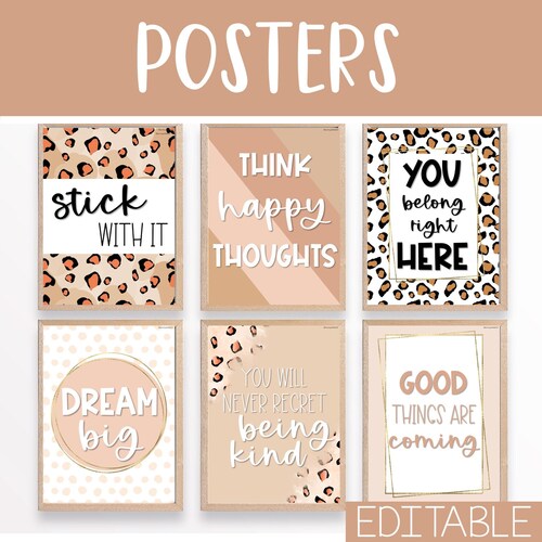 MODERN LEOPARD Posters Growth Mindset Cheetah Classroom - Etsy