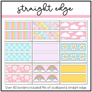 Pastel Bulletin Board Border | Cloud | Daisy | Rainbow | Checker - Etsy