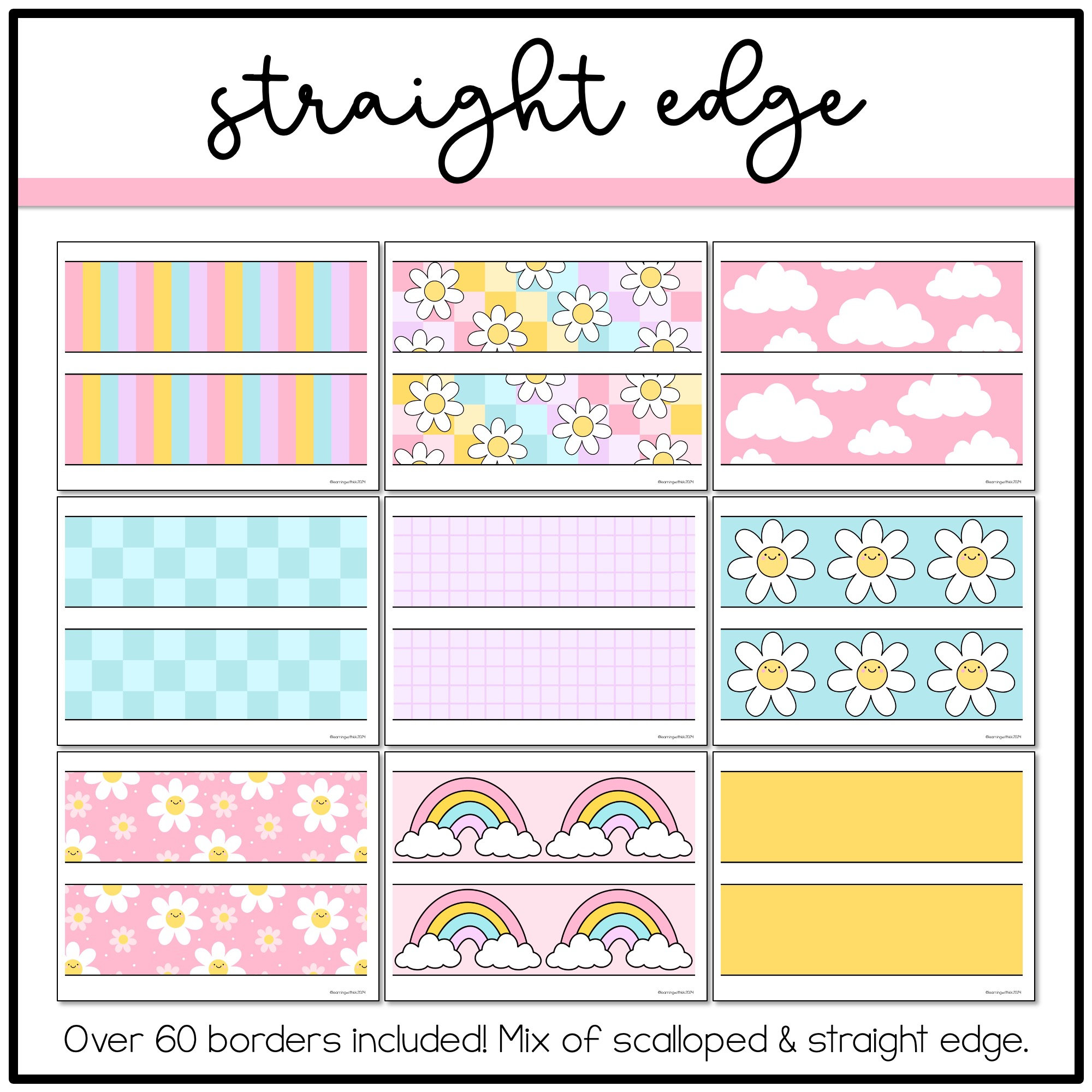 Pastel Bulletin Board Border | Cloud | Daisy | Rainbow | Checker - Etsy