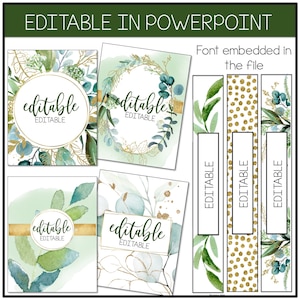 Eucalyptus and Gold Binder Covers | Editable | Botanical Classroom ...