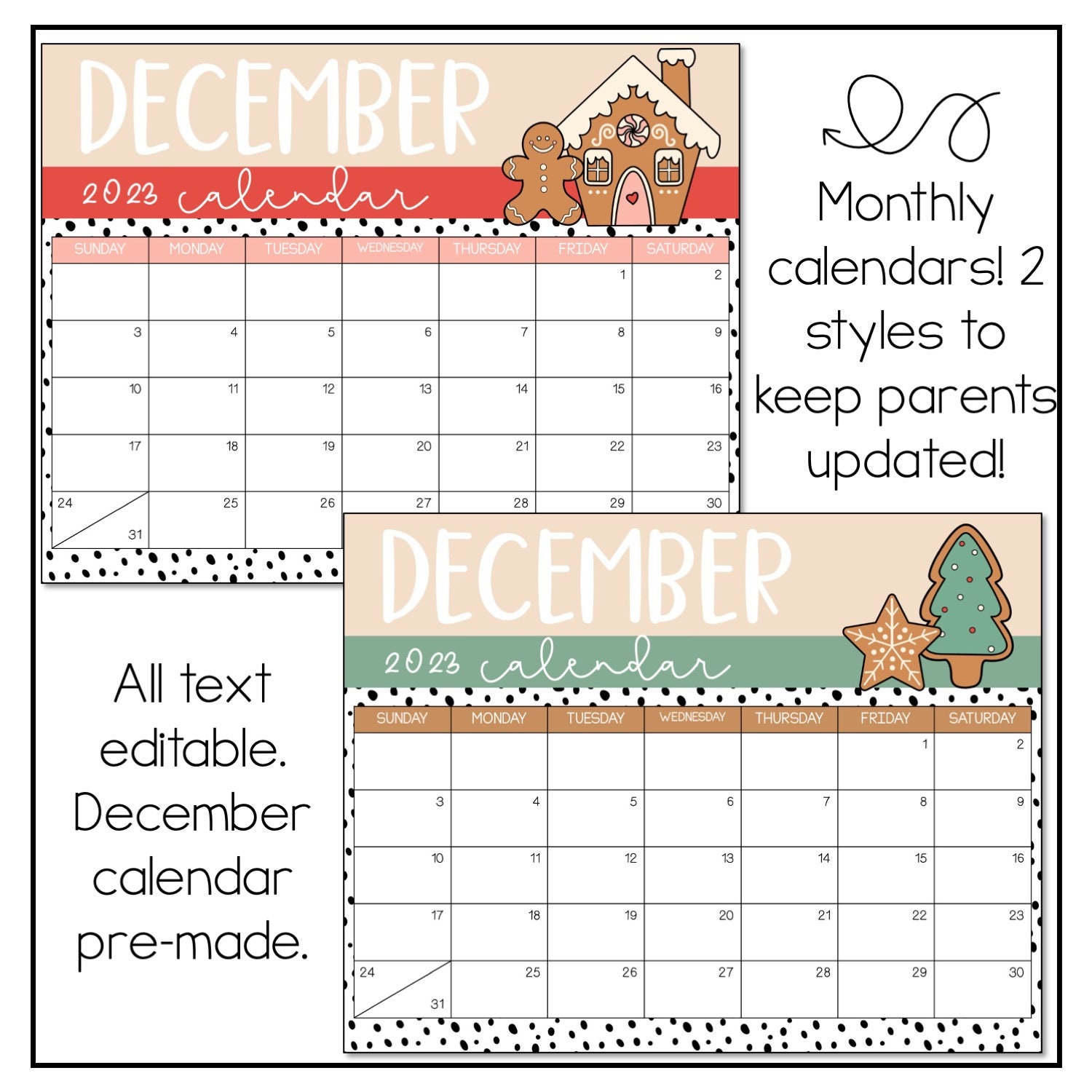 Christmas Classroom Newsletter Template, Gingerbread - Etsy