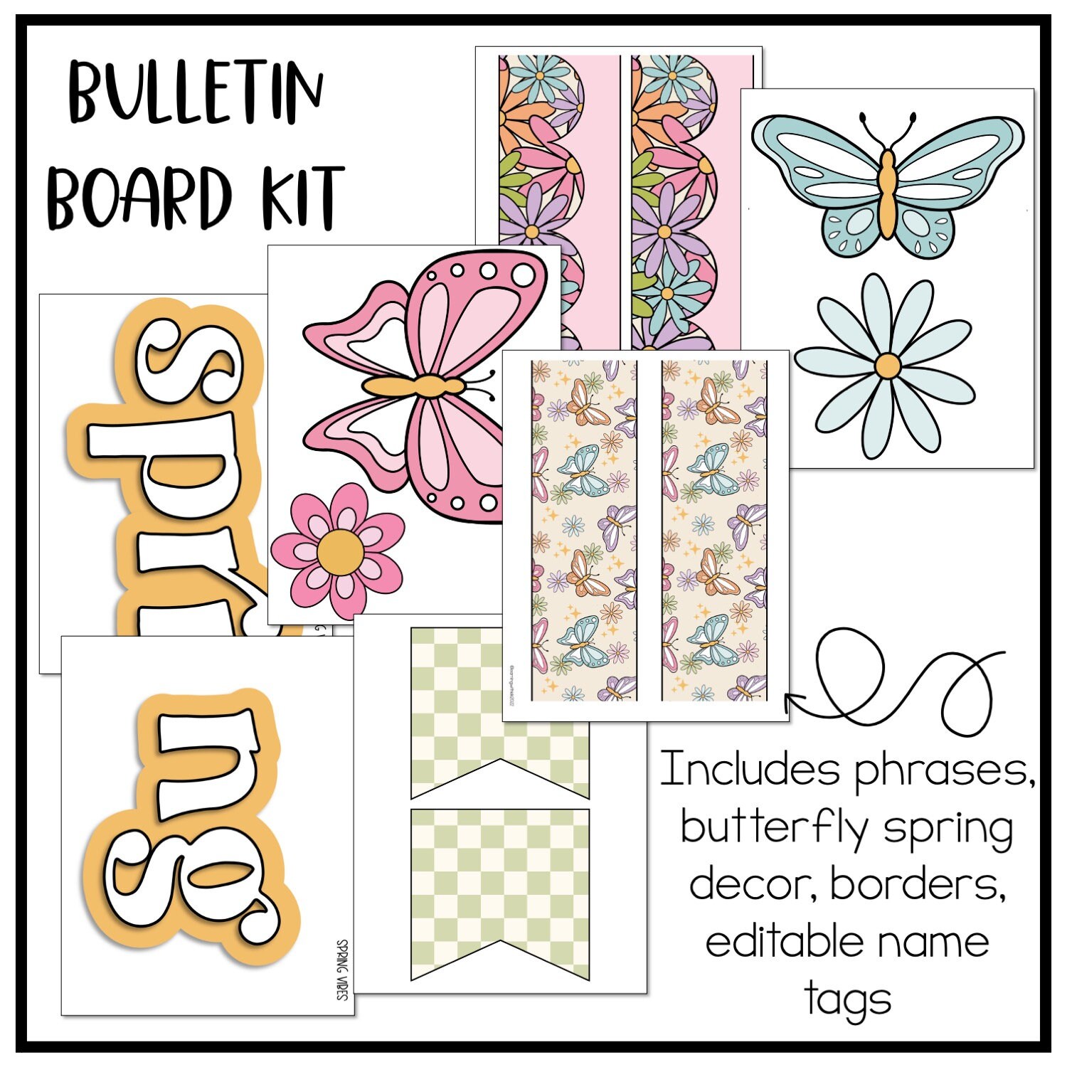 Spring Bulletin Board, Printable Spring Classroom Decor, Butterfly ...