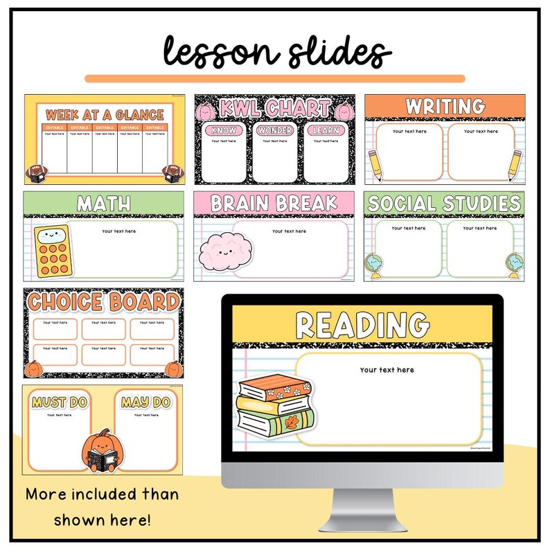 Fall Slides With Timers | Composition Notebook Decor | Powerpoint Canva ...