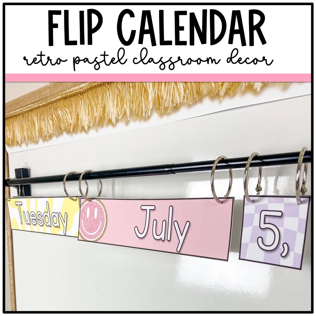 Retro Pastel Flip Calendar | Varsity Patch - Etsy