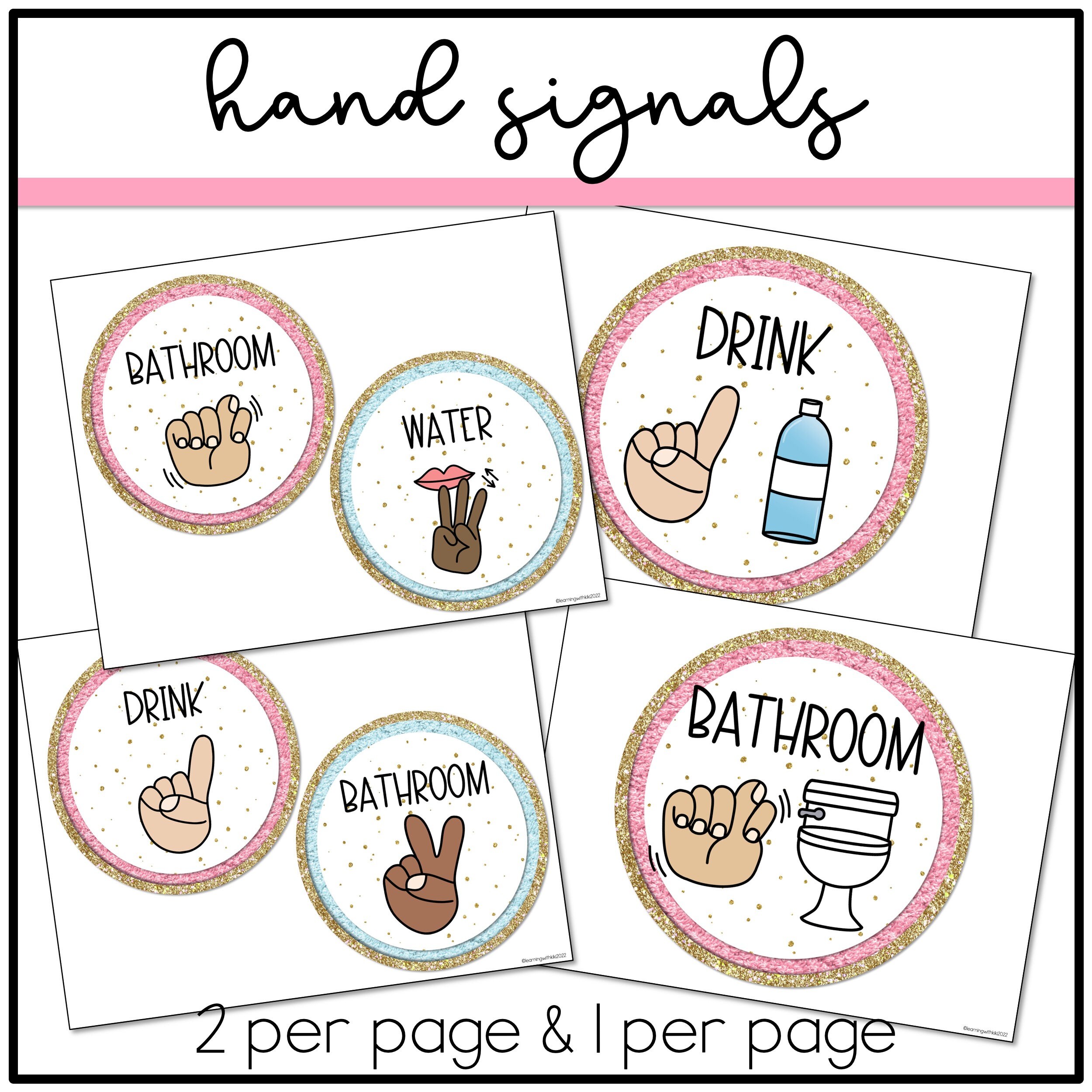 Retro Pastel Classroom Hand Signals | Varsity Patch - Etsy