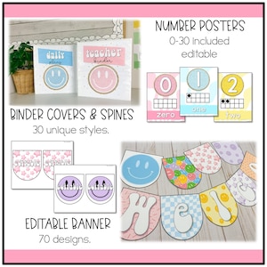 Retro Pastel Classroom Decor Bundle | Editable - Etsy