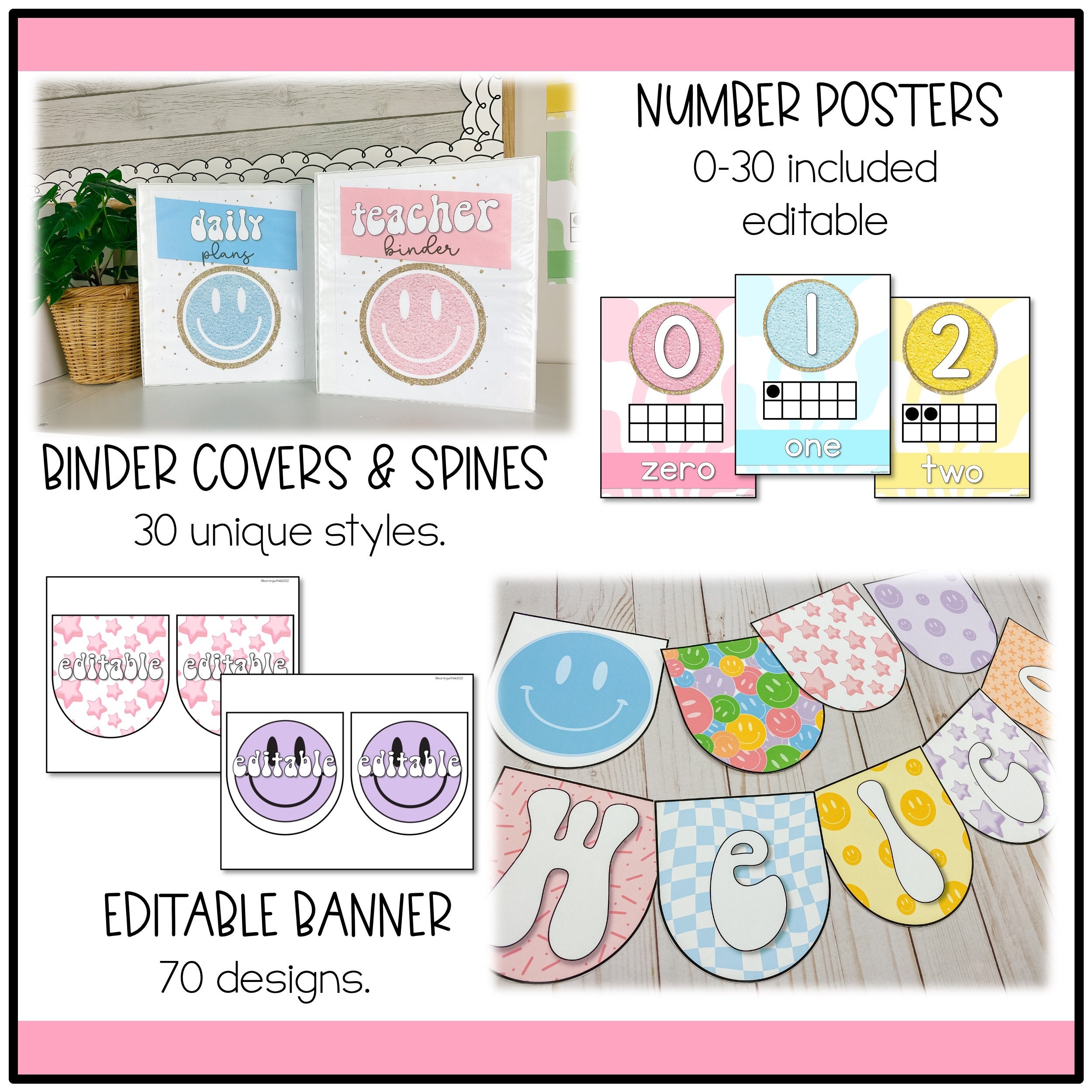 Retro Pastel Classroom Decor Bundle Editable - Etsy Canada