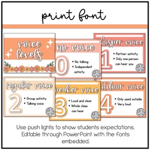 Voice Level Posters, Disco Floral Classroom Decor, Retro Classroom ...