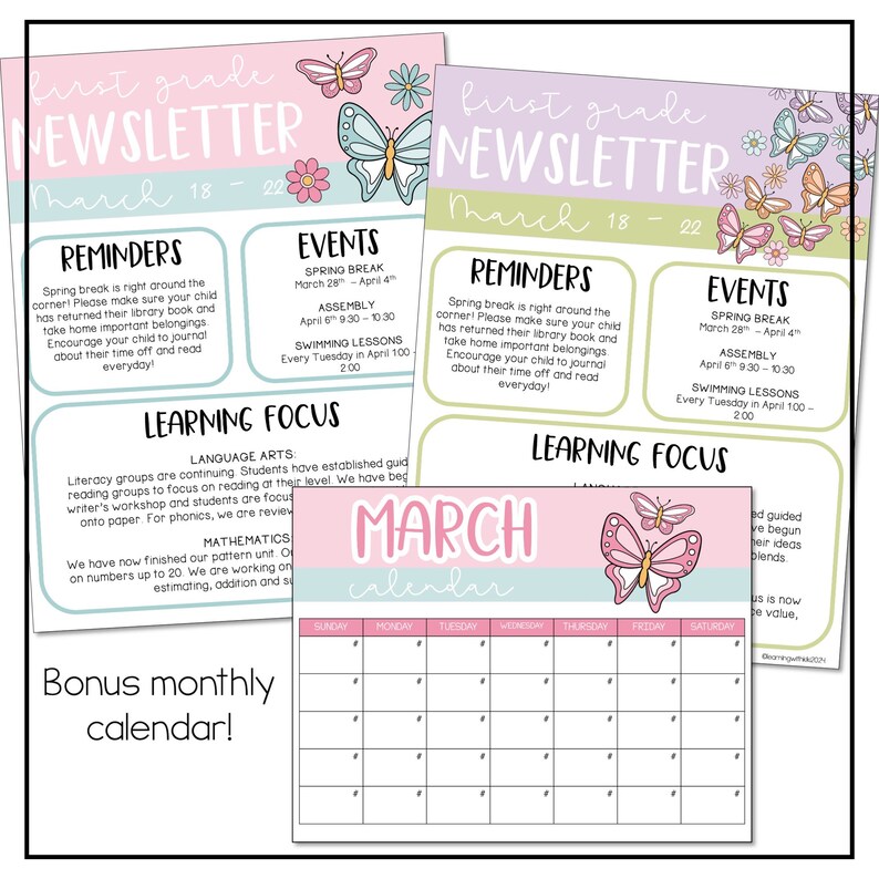 Spring Classroom Newsletter Template - Etsy