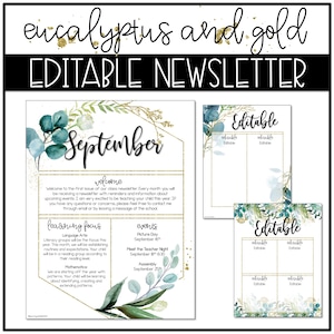 Eucalyptus and Gold Classroom Decor | Classroom Newsletter - Etsy