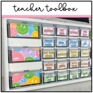 Retro Pastel Teacher Toolbox Labels | Happy Classroom Decor - Etsy