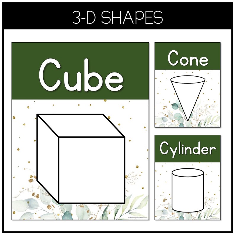 Eucalyptus Classroom Decor | Shape and Color Posters | Editable - Etsy