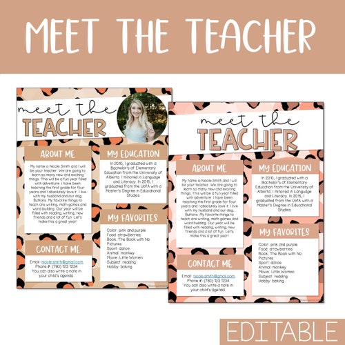 MODERN LEOPARD Classroom Decor Bundle Editable Cheetah - Etsy