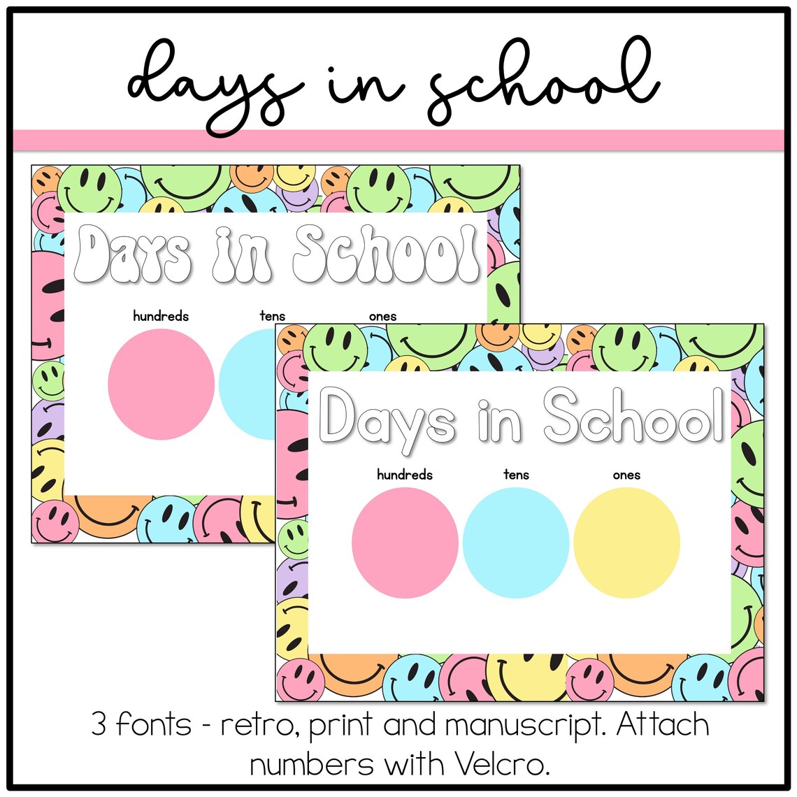 Retro Pastel Calendar Pocket Chart Happy Classroom Decor - Etsy