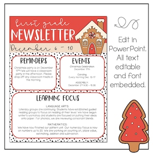 Christmas Classroom Newsletter Template, Gingerbread - Etsy