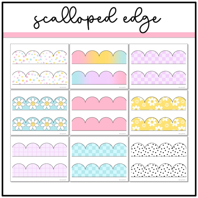 Pastel Bulletin Board Border | Cloud | Daisy | Rainbow | Checker - Etsy