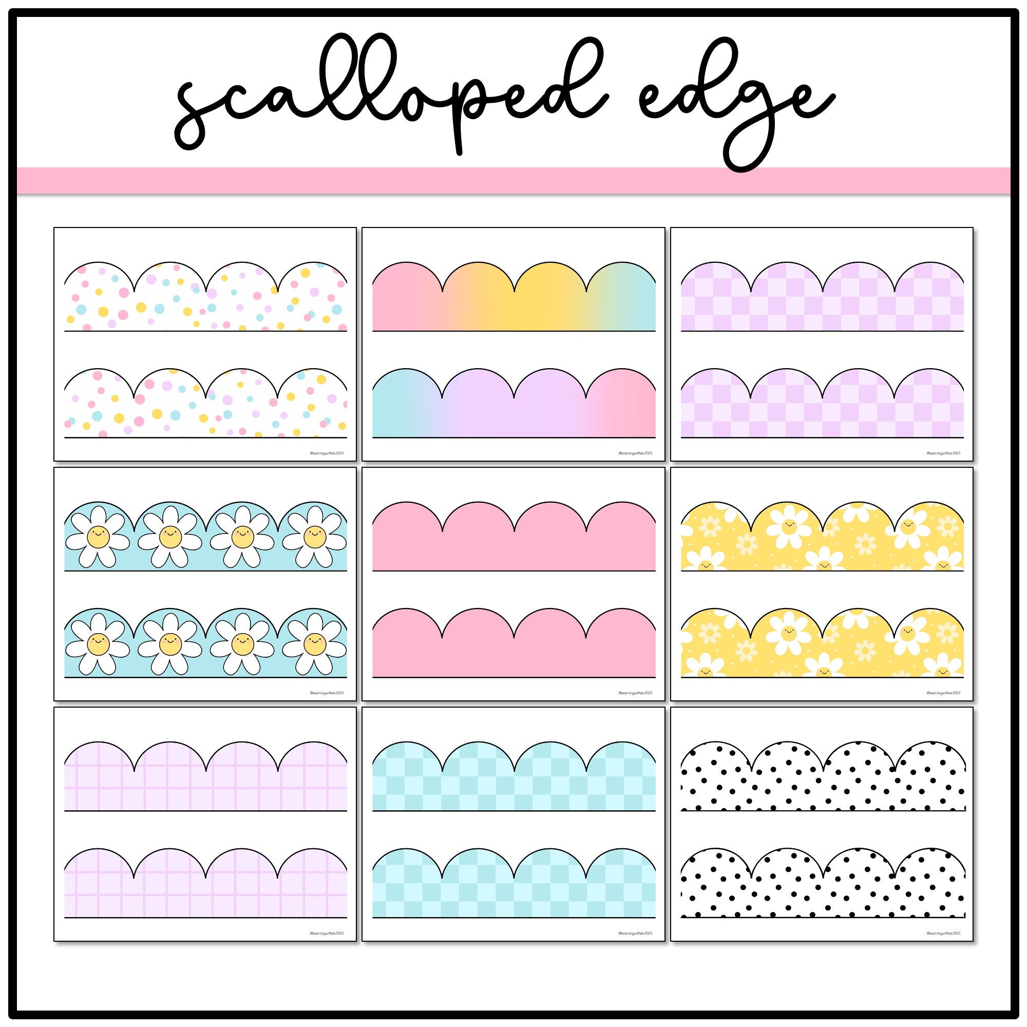 Pastel Bulletin Board Border | Cloud | Daisy | Rainbow | Checker - Etsy