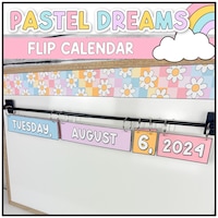 Calm Retro Theme Editable Flip Calendar HAZY DAISY Classroom Decor by ...