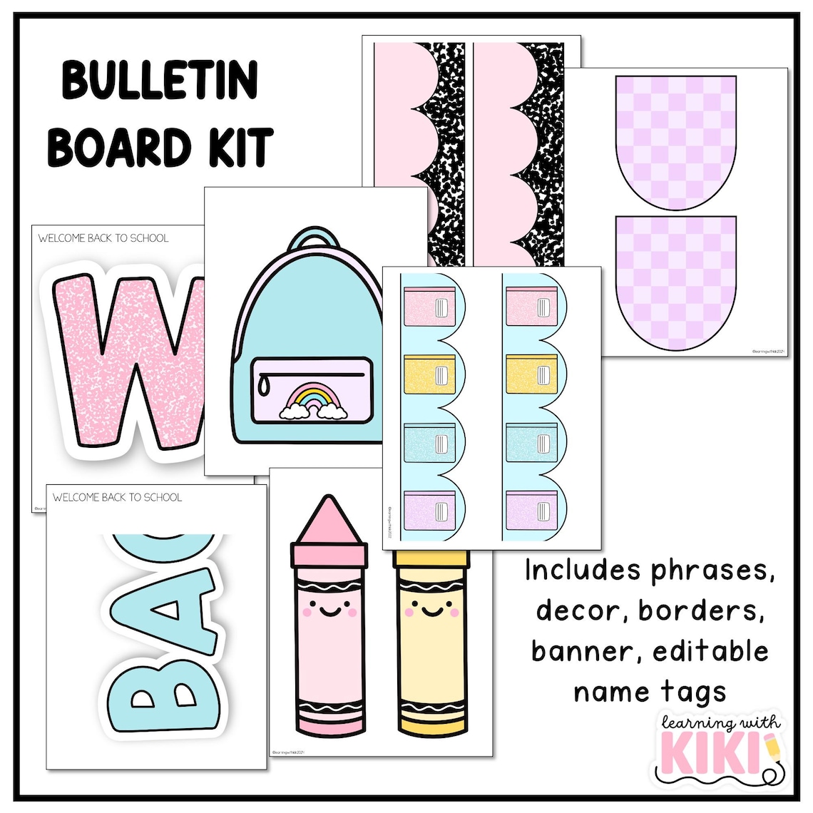Back to School Bulletin Board Kit, Classroom Decor, Pastel Trendy ...