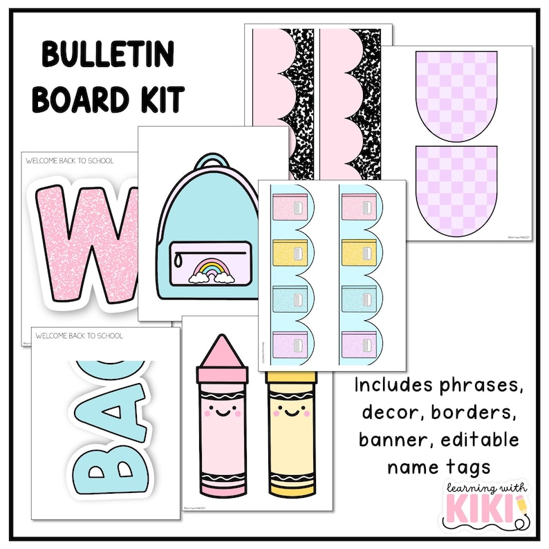 Back to School Bulletin Board Kit, Classroom Decor, Pastel Trendy - Etsy