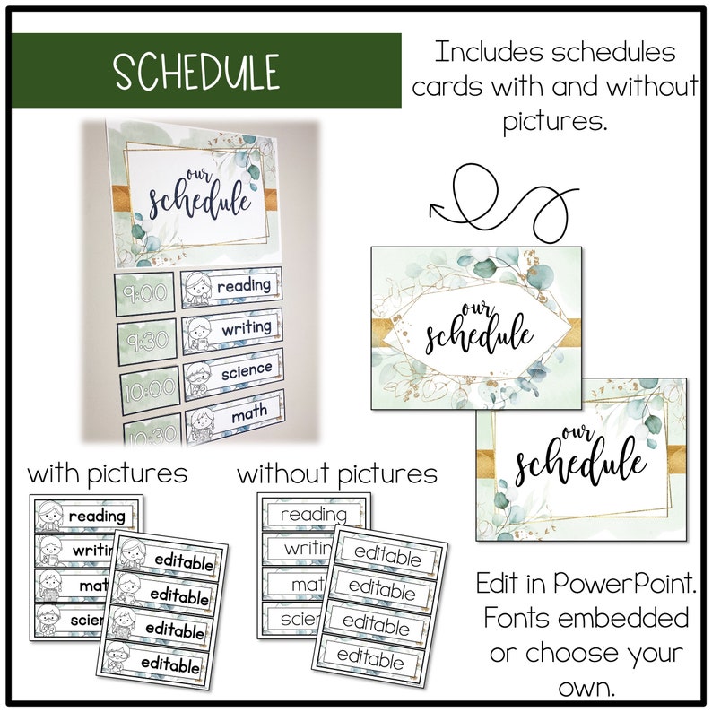 Eucalyptus and Gold Classroom Decor Bundle Editable - Etsy
