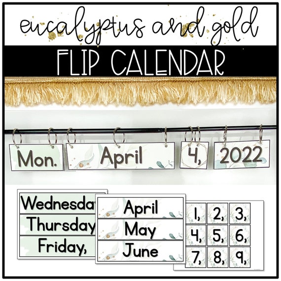 Eucalyptus and Gold Flip Calendar Botanical - Etsy