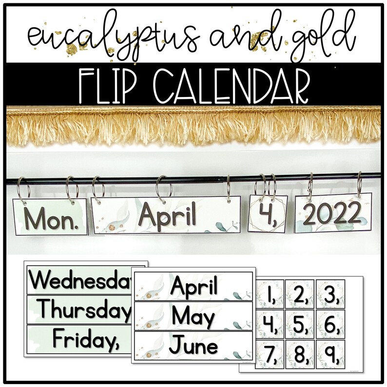Eucalyptus and Gold Flip Calendar Botanical - Etsy
