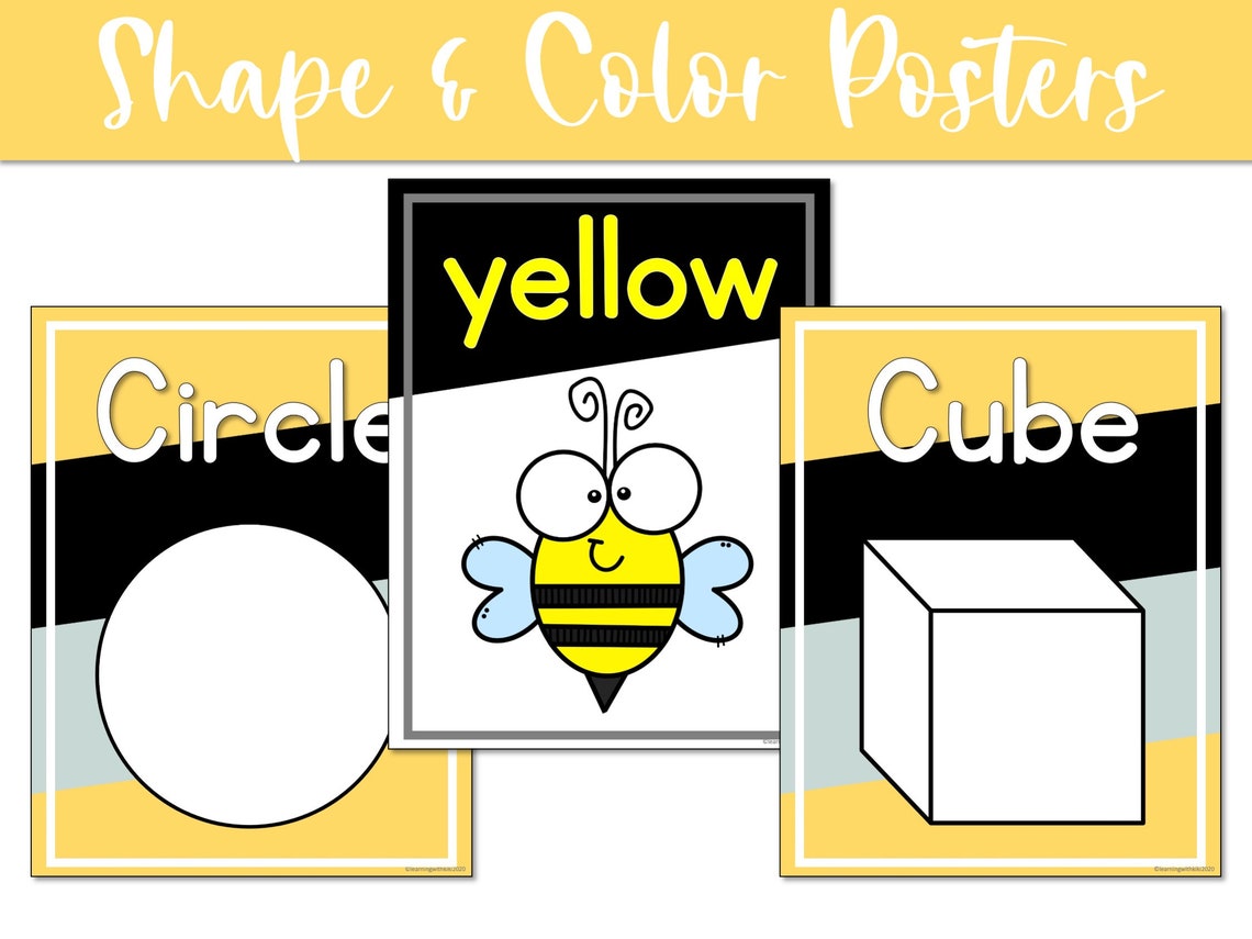 Bee Classroom Decor Shape and Color Posters Editable - Etsy