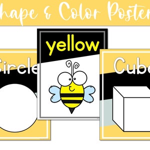 Bee Classroom Decor Shape and Color Posters Editable - Etsy