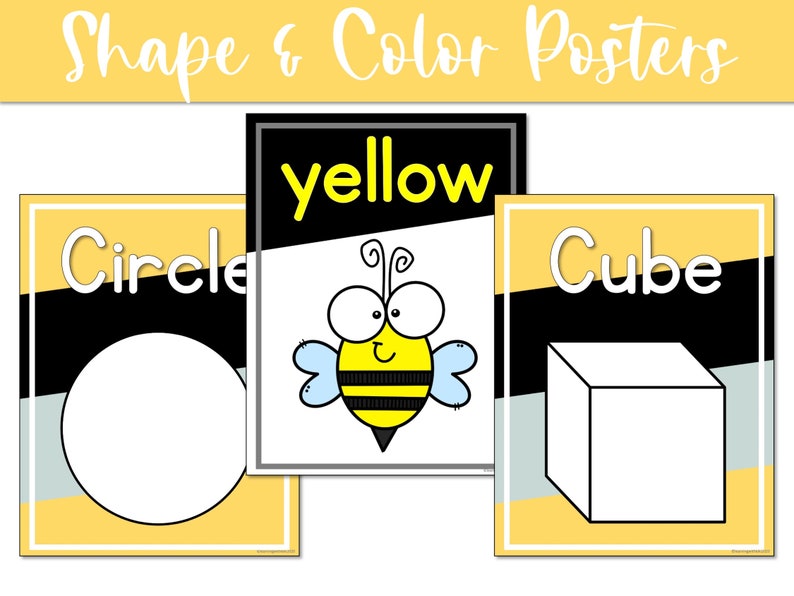 Bee Classroom Decor Shape and Color Posters Editable - Etsy