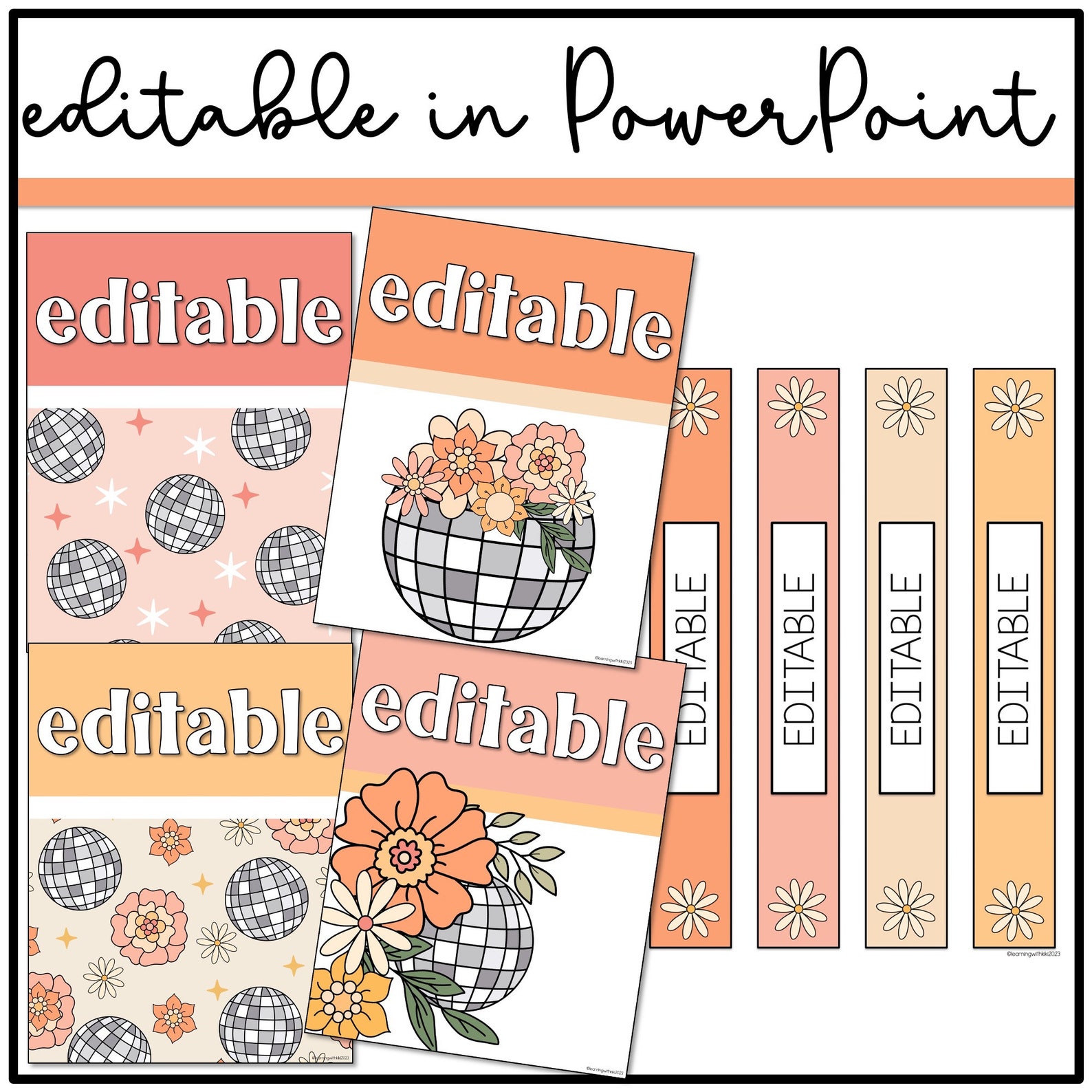 Disco Floral Binder Covers, Editable, Retro Groovy Classroom Decor ...