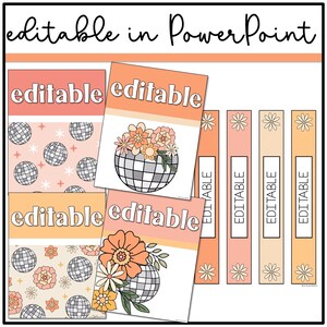 Disco Floral Binder Covers, Editable, Retro Groovy Classroom Decor ...