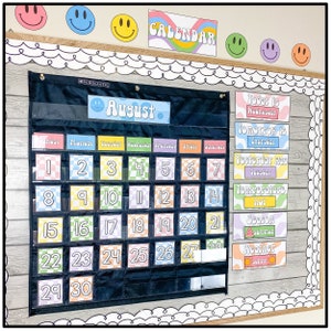 Retro Pastel Calendar | Pocket Chart | Happy Classroom Decor - Etsy