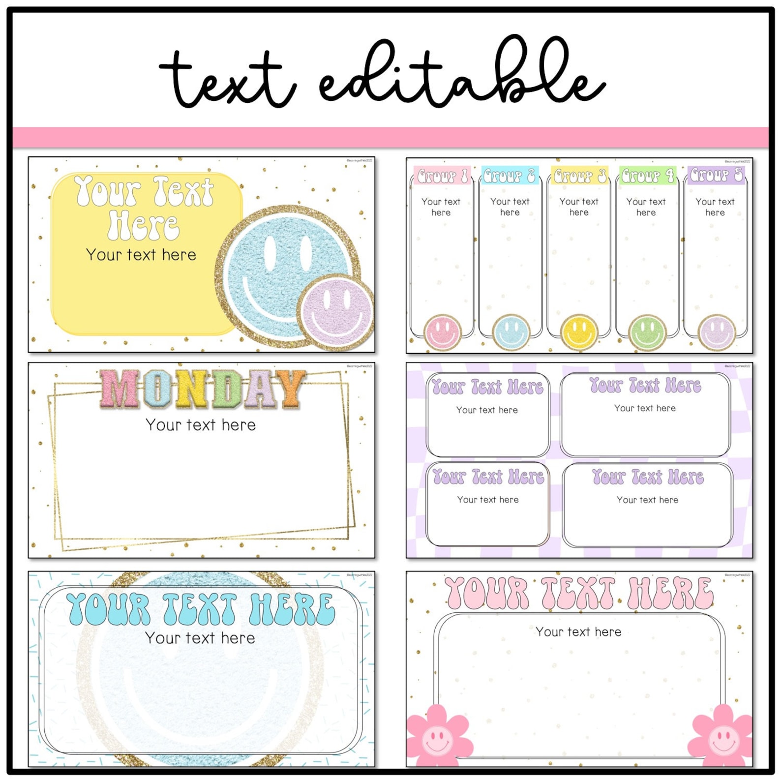 Retro Pastel Slides Template Happy Classroom Decor - Etsy
