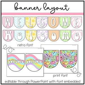 Retro Pastel Banner | Bunting | Bulletin Board | Smile Classroom Decor ...
