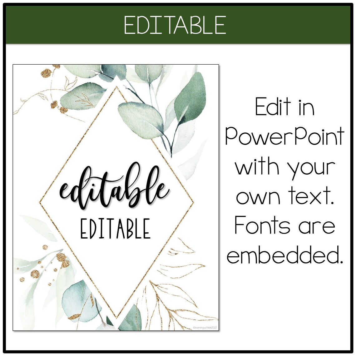 Eucalyptus and Gold Posters | Growth Mindset | Botanical - Etsy