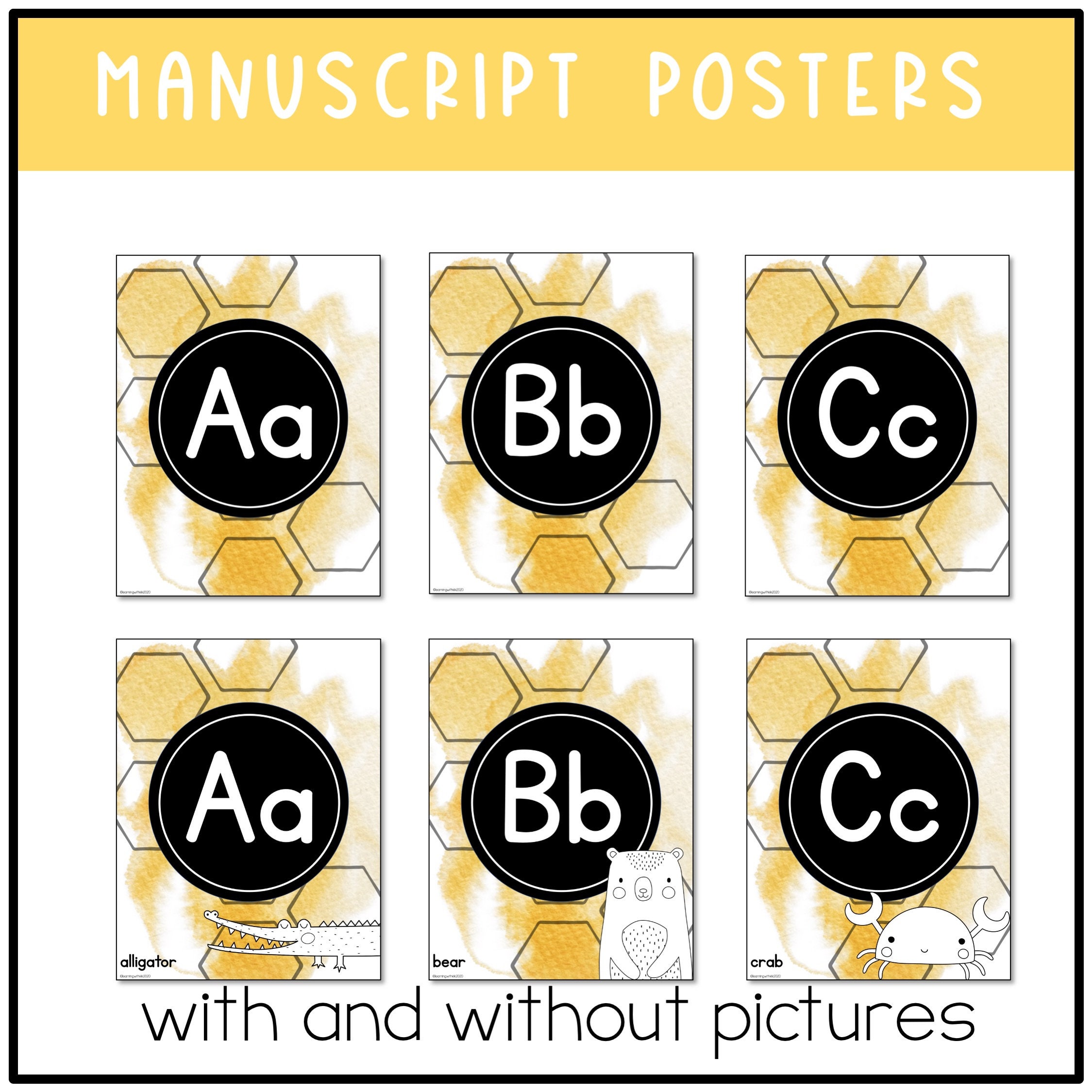 Bee Classroom Decor Alphabet Posters Number Posters Word - Etsy Canada