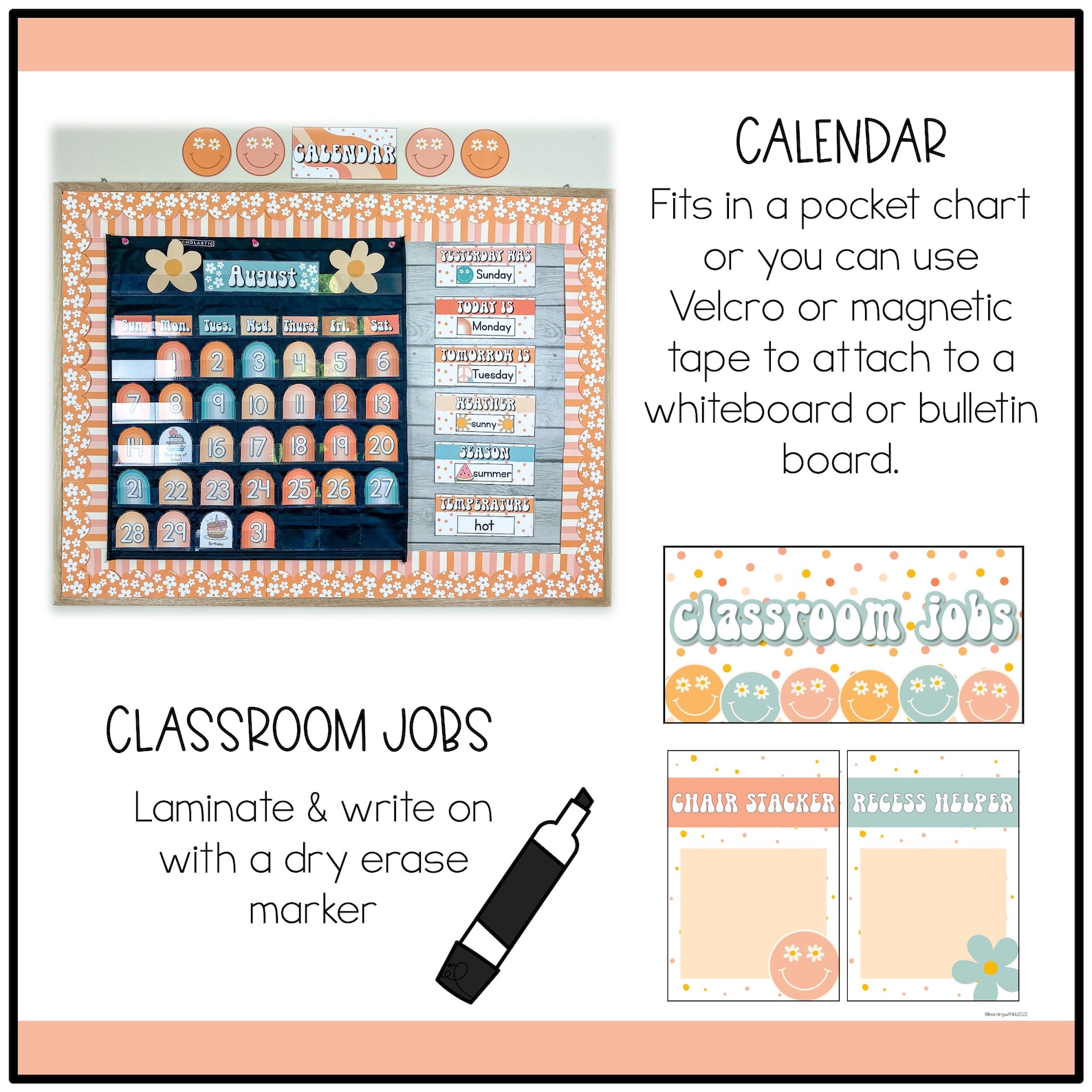 Boho Retro Classroom Decor Bundle Editable 70's - Etsy