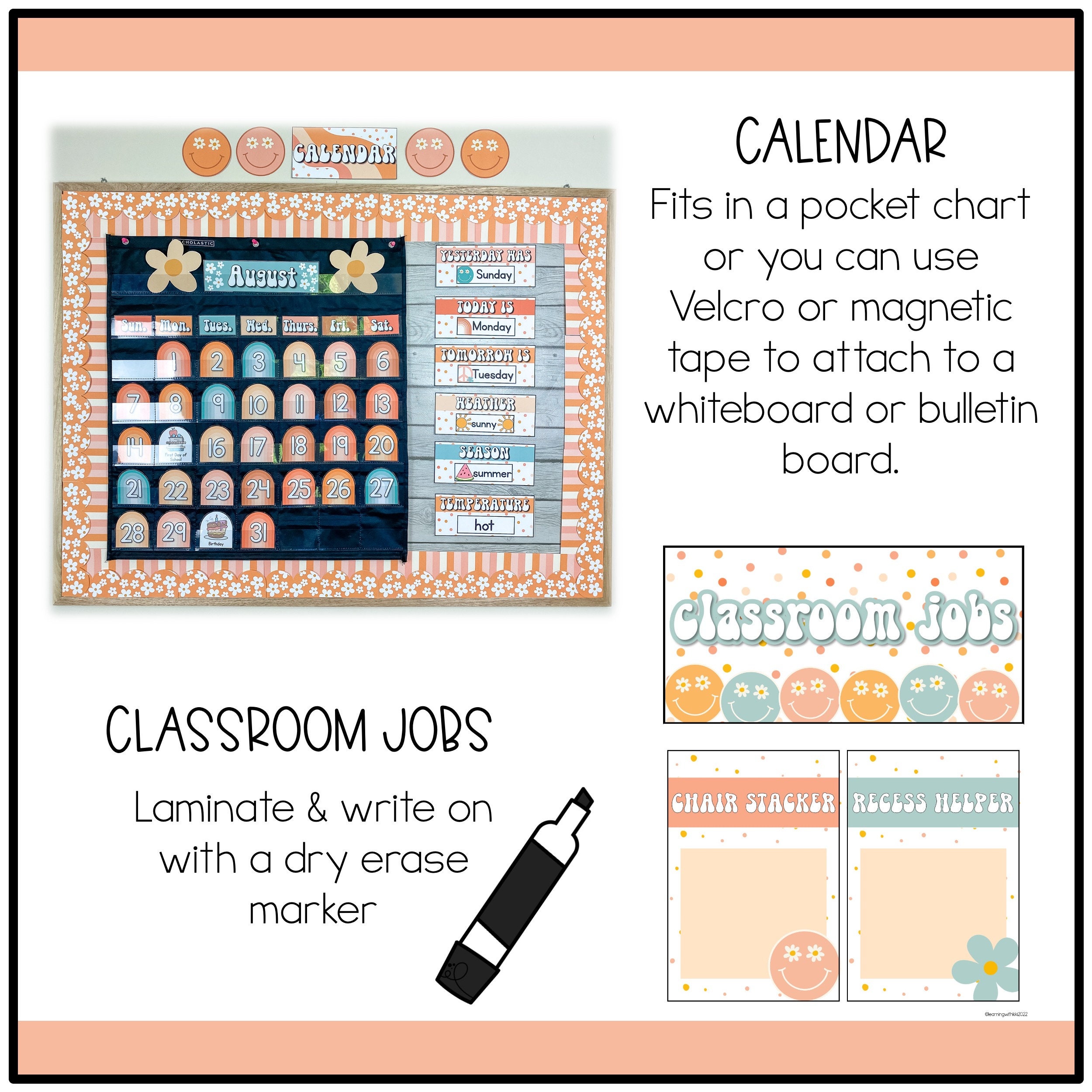 Boho Retro Classroom Decor Bundle Editable 70's - Etsy Canada